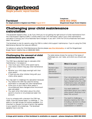 Fillable Online Challenging your child maintenance calculation ...