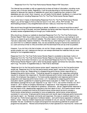 Fillable Online Response Form For The Final Performance Review Report ...