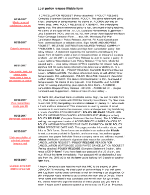 Fillable Online Lost policy release fillable form - 6xind.myroadchurch ...