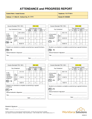 Fillable Online Attendace and Progress Report - Example Fax Email Print ...