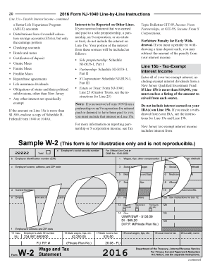 Fillable Online Instructions for the NJ-1040 Fax Email Print - pdfFiller
