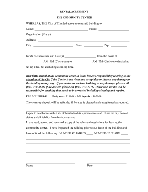 Fillable Online rules and regulations for the community center - City ...