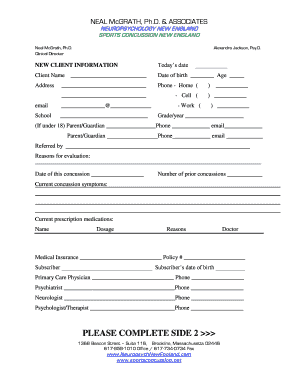 Fillable Online Download New Patient Form - Sports Concussion New ...