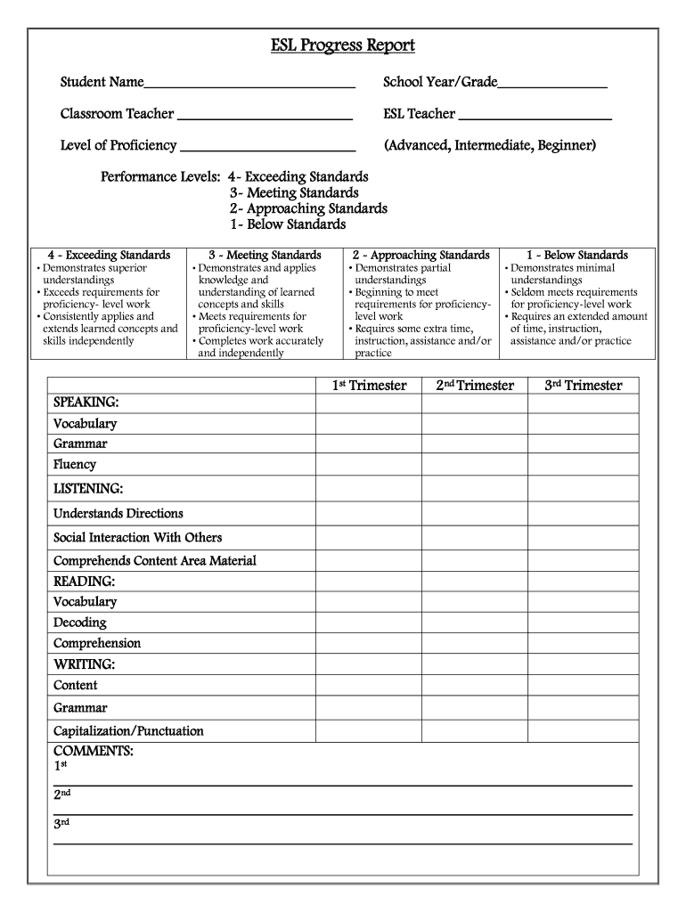 Student Progress Report Template