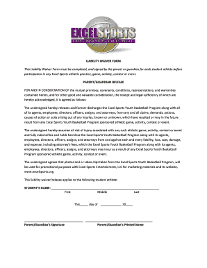 Fillable Online LIABILITY WAIVER FORM This Liability Waiver Form ...