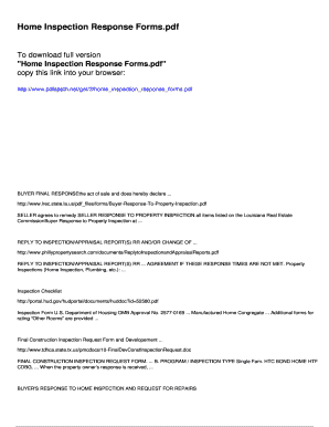 Fillable Online Home Inspection Response Forms - Pdfslibforyou.com Fax ...