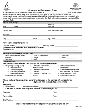 Fillable Online bgclubevv Heritage Club Enrollment Form - Boys & Girls ...