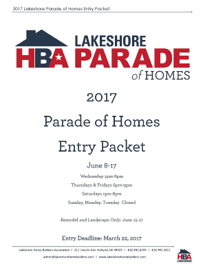 Fillable Online 2017 Lakeshore Parade of Homes Entry Packet - Lakeshore ...