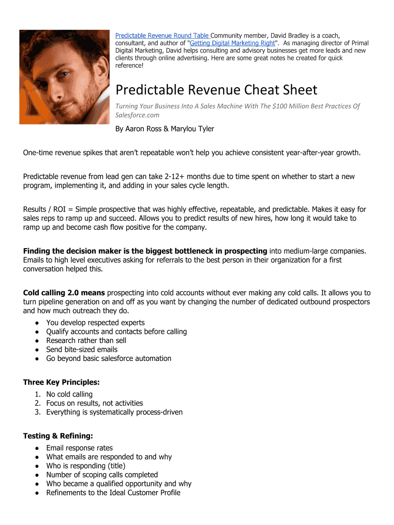Fillable Online Predictable Revenue Cheat Sheet Fax Email Print - pdfFiller