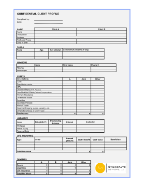 Fillable Online Client Profile Template Fax Email Print - pdfFiller