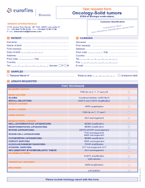 Fillable Online Test request form Oncology-Solid tumors - Biomnis Fax ...
