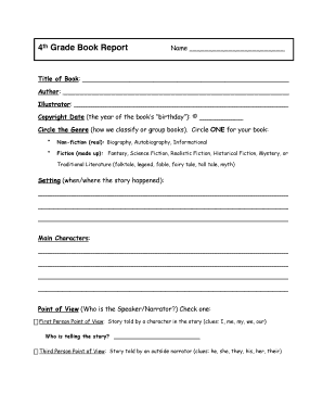 Fillable Online 4th Gr. book report template Fax Email Print - pdfFiller