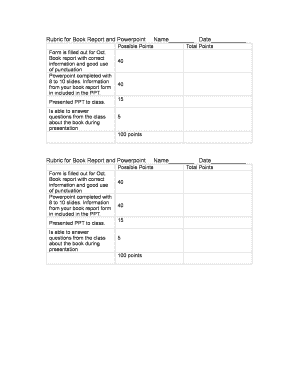 Fillable Online Rubric for Book Report and Powerpoint Fax Email Print ...