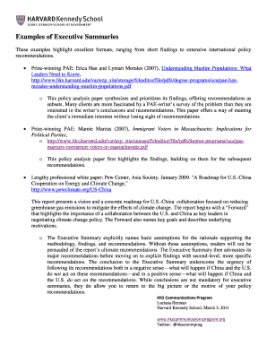 Fillable Online Examples of Executive Summaries Fax Email Print - pdfFiller