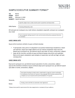 Fillable Online SAMPLE EXECUTIVE SUMMARY FORMAT* Fax Email Print ...