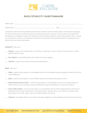 Fillable Online RACE/ETHNICITY QUESTIONNAIRE Fax Email Print - pdfFiller