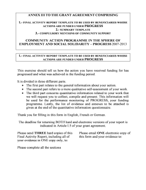 Fillable Online - FINAL ACTIVITY REPORT TEMPLATE TO BE USED BY ...