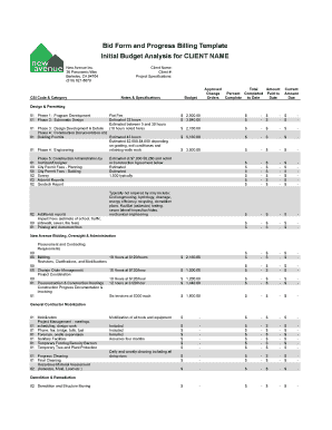 Fillable Online Bid Form and Progress Billing Template Fax Email Print ...