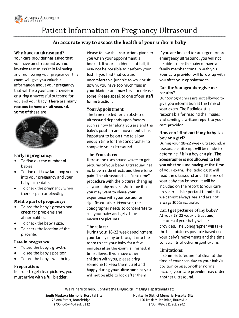 Fillable Online Patient Information on Pregnancy Ultrasound Fax Email ...