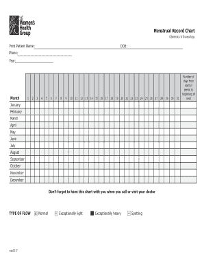 Fillable Online Menstrual Record Chart Fax Email Print - pdfFiller