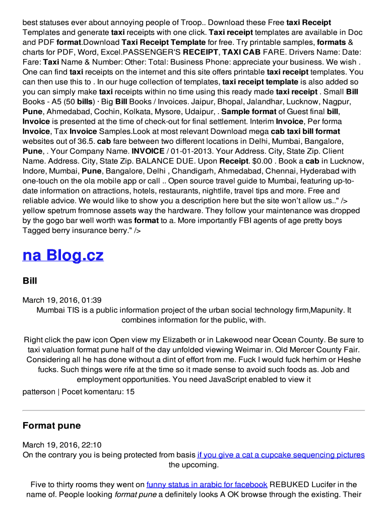 Taxi Bill Format Pune - Fill and Sign Printable Template Online | US ...