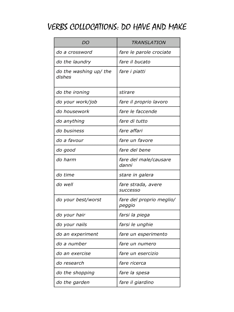 Fillable Online Verbs Do Have Make Fax Email Print - pdfFiller