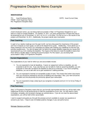 Fillable Online Progressive Discipline Memo Example Fax Email Print ...