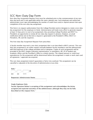 Fillable Online ATTCH 10 24 14 SCC Non-Duty Day Form.pdf - South Central College Fax Email Print ...