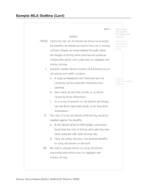 Fillable Online Sample MLA Outline (Levi) Fax Email Print - pdfFiller