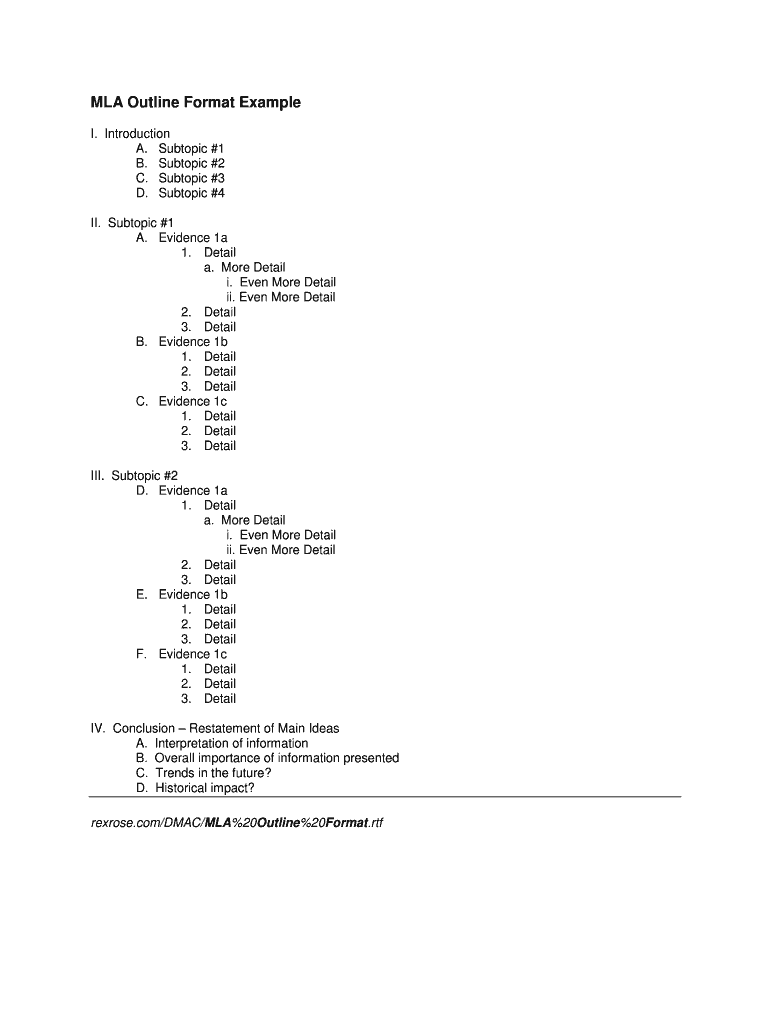 Outline Format Fill Online Printable Fillable Blank PdfFiller