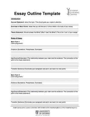 Fillable Online Essay Outline Template Fax Email Print - pdfFiller