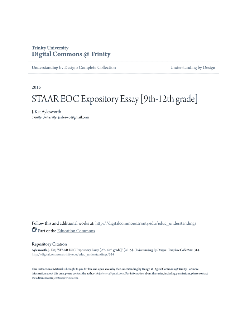 Fillable Online STAAR EOC Expository Essay - Digital Commons Trinity ...