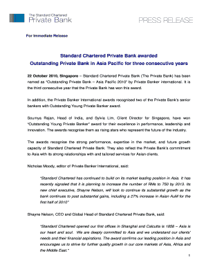 Fillable Online Standard Chartered Private Bank awarded Outstanding ...