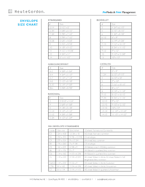 Fillable Online ENVELOPE SIZE CHART Fax Email Print - pdfFiller