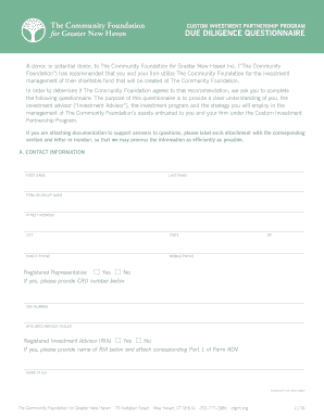 Fillable Online DUE DILIGENCE QUESTIONNAIRE - cfgnh.org Fax Email Print ...