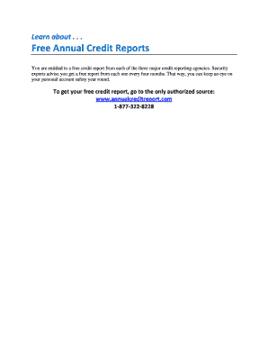 Fillable Online Free Annual Credit Reports Fax Email Print - pdfFiller