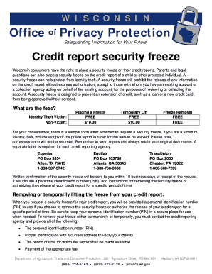 Fillable Online Credit report security freeze Fax Email Print - pdfFiller