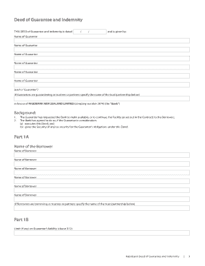 Fillable Online Deed of Guarantee and Indemnity - Rabobank Fax Email ...