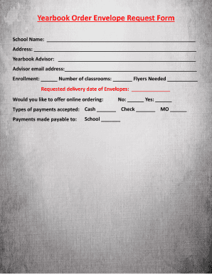Fillable Online Yearbook Order Envelope Request Form Fax Email Print ...