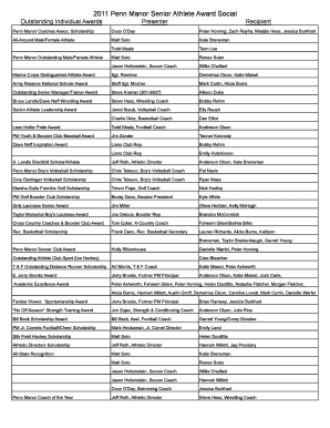 Fillable Online Senior Awards Spreadsheet.xls Fax Email Print - pdfFiller