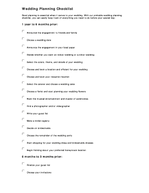 Fillable Online Wedding Planning Checklist Fax Email Print - pdfFiller