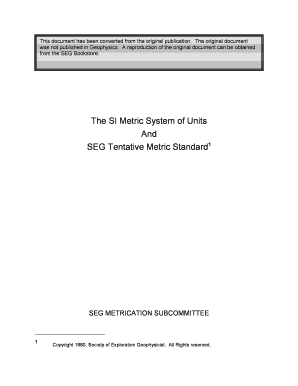Fillable Online The SI Metric System of Units and SEG Tentative Metric ...