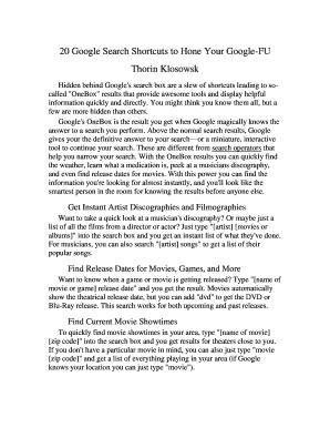 Fillable Online 20 Google Search Shortcuts to Hone Your Google-Fu Fax ...