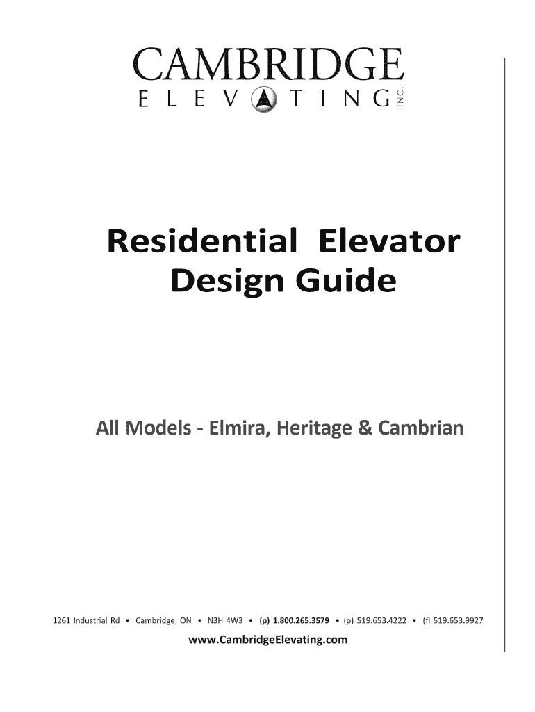 Fillable Online Residential Elevator Design Guide - Cambridge Elevating ...