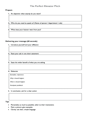 Fillable Online The Perfect Elevator Pitch Fax Email Print - pdfFiller