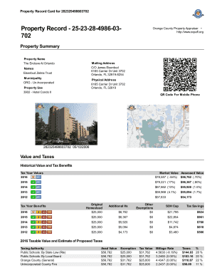 Fillable Online Property Record Card for 282325498603702 Fax Email ...