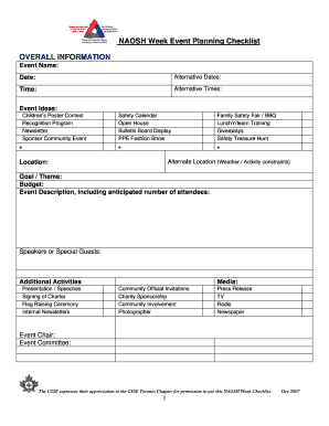 Fillable Online NAOSH Week Checklist Fax Email Print - pdfFiller