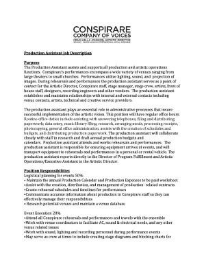 Fillable Online Production Assistant Job Description.docx Fax Email ...
