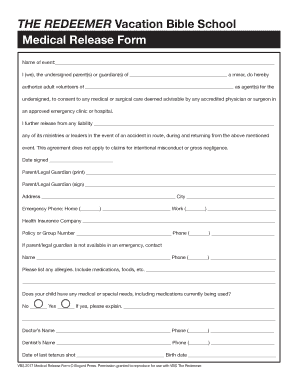 Fillable Online vbs bogardpress THE REDEEMER Vacation Bible School ...