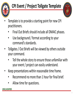 Fillable Online CPI Event / Project Tollgate Template Fax Email Print ...